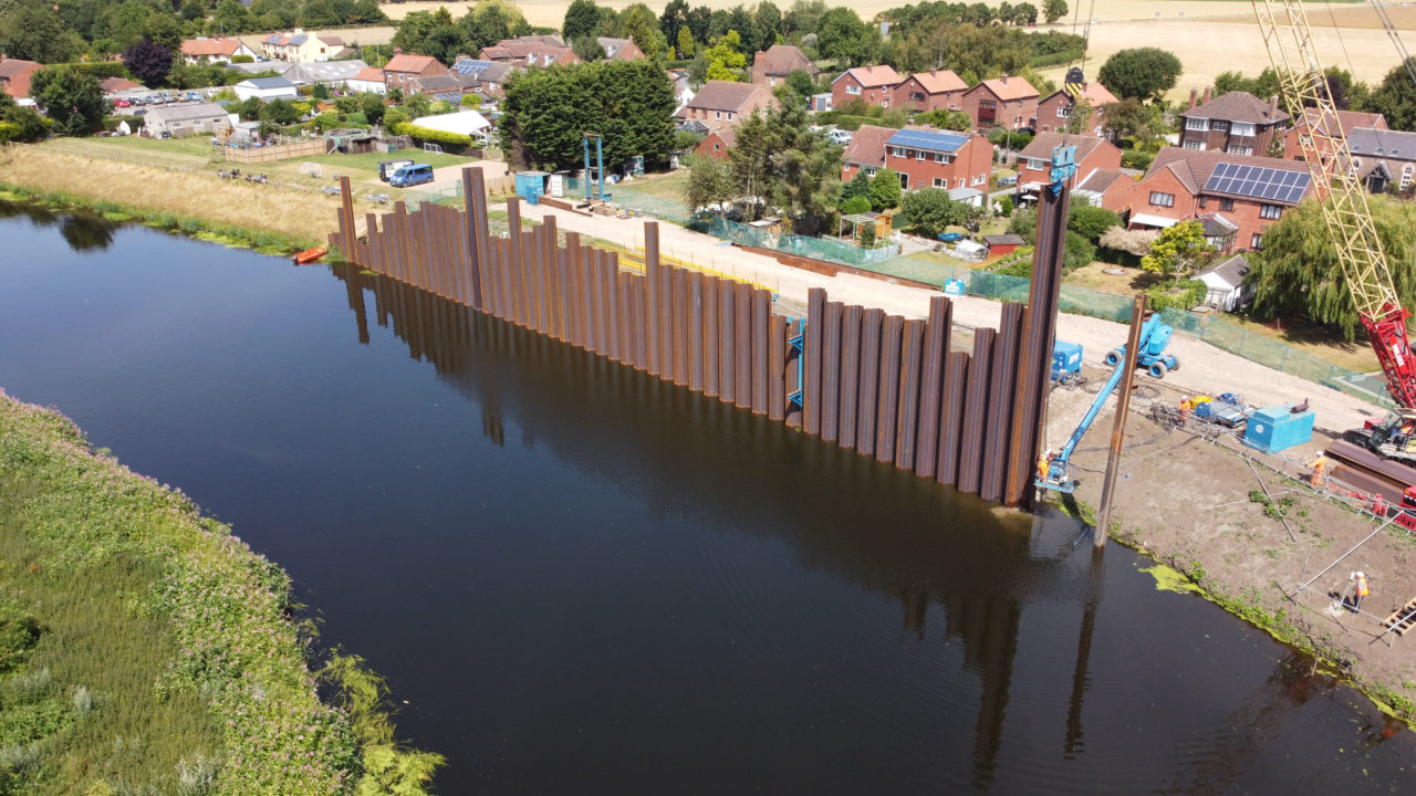 Permanent Riverbank Flood Defence Sheet Pile Works - Steel Piling Group